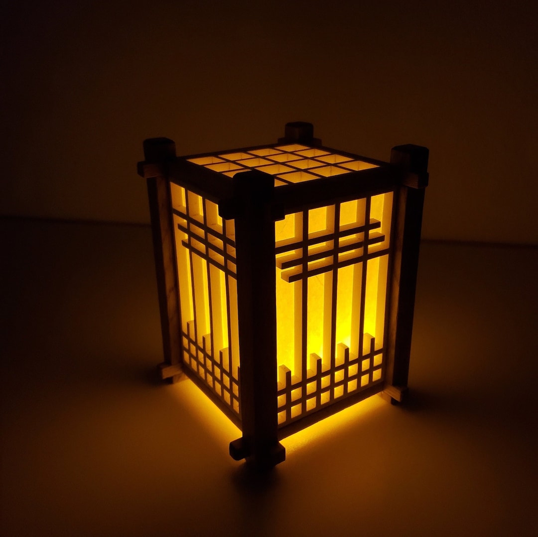 Handcrafted Mini Wooden Kumiko Lamp Includes LED Tealight - Etsy