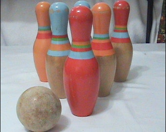 Wooden bowling set | Etsy