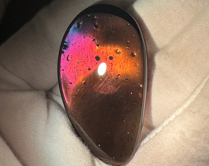 ULTRA RARE Flashy Fire Obsidian Double Sided Freeform Polished Cabochon ...