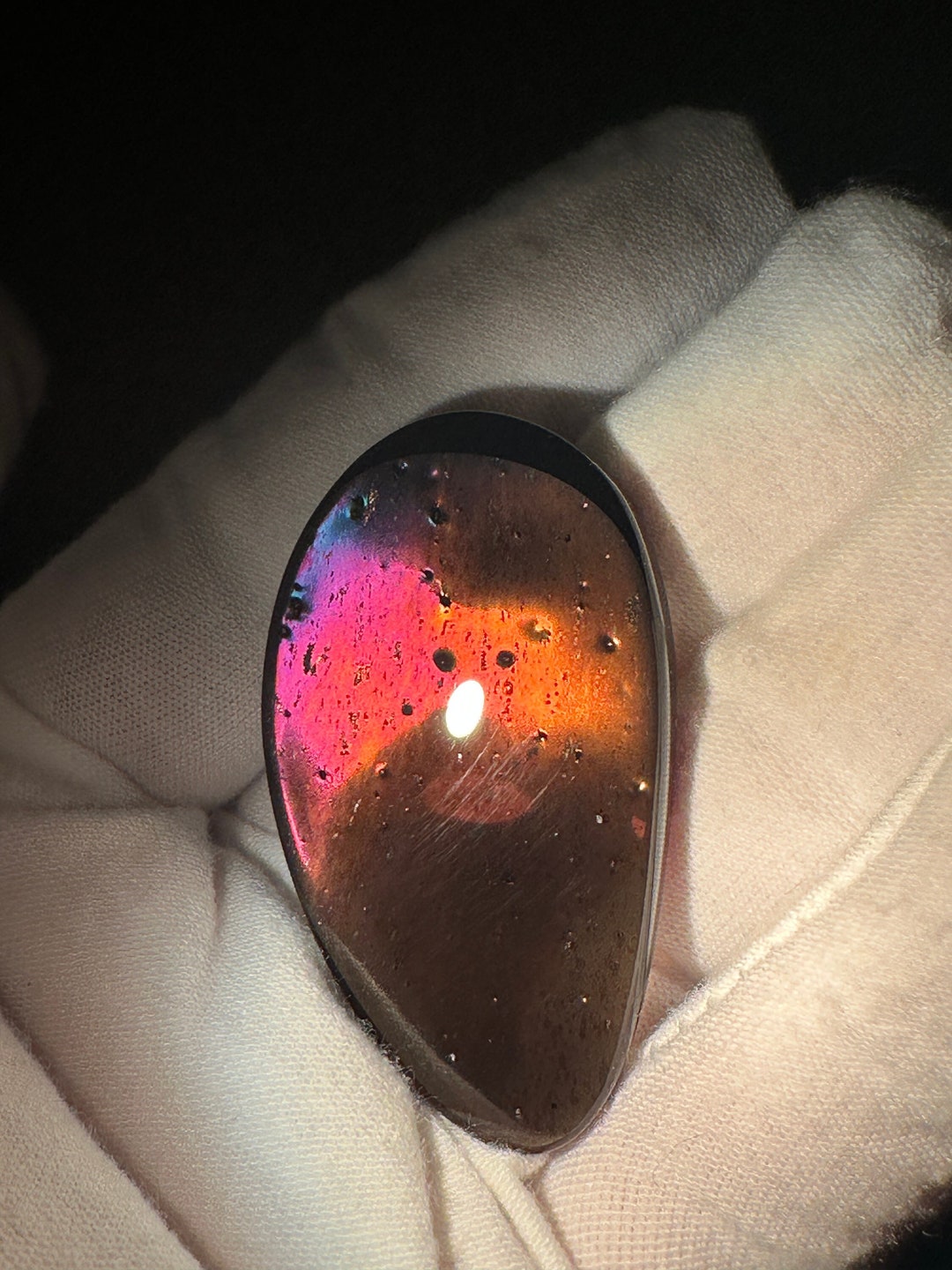 ULTRA RARE Flashy Fire Obsidian Double Sided Freeform Polished Cabochon ...