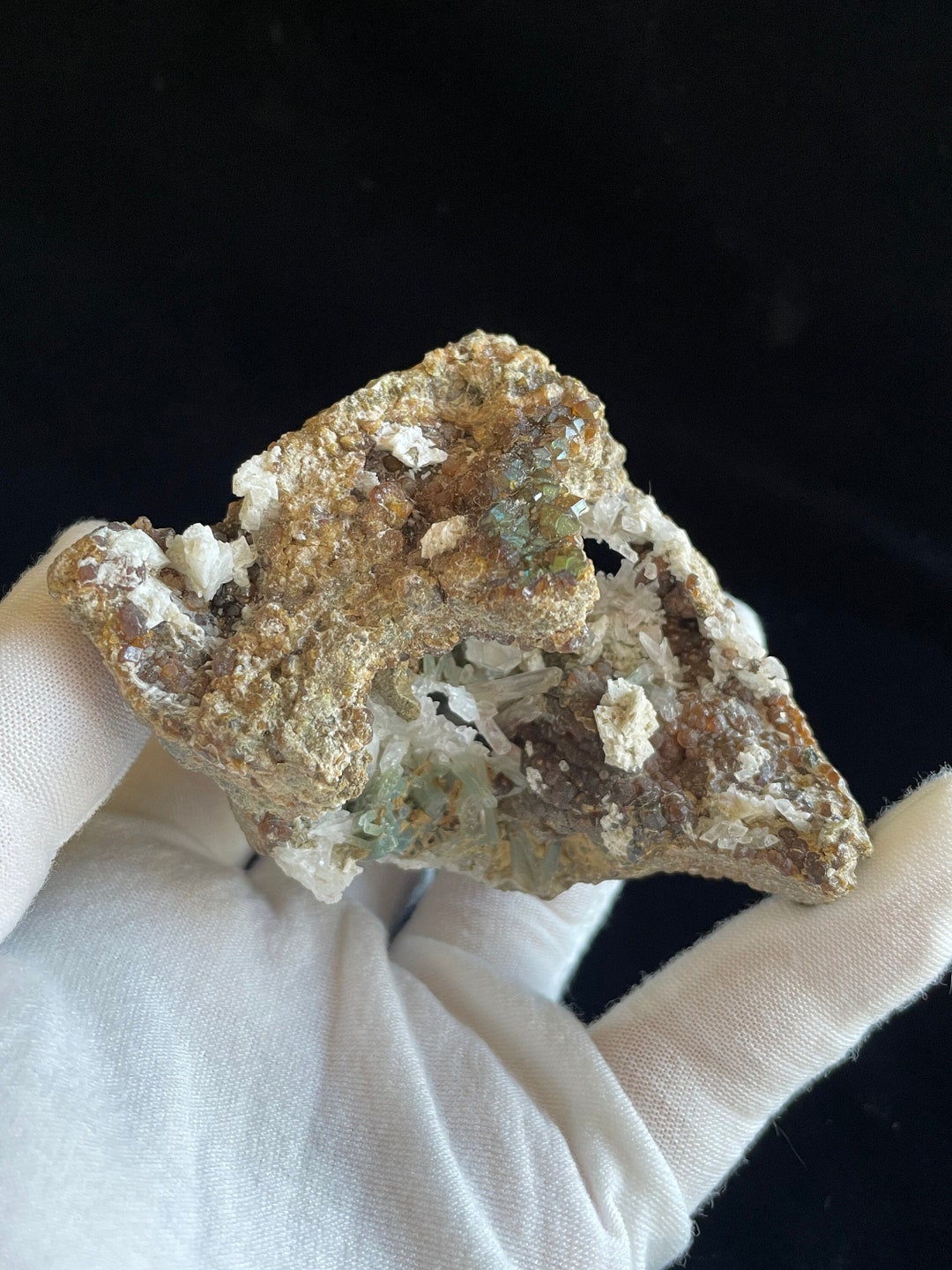 Iridescent Andradite Garnets and Adularia With Chloritic Quartz - Blue ...