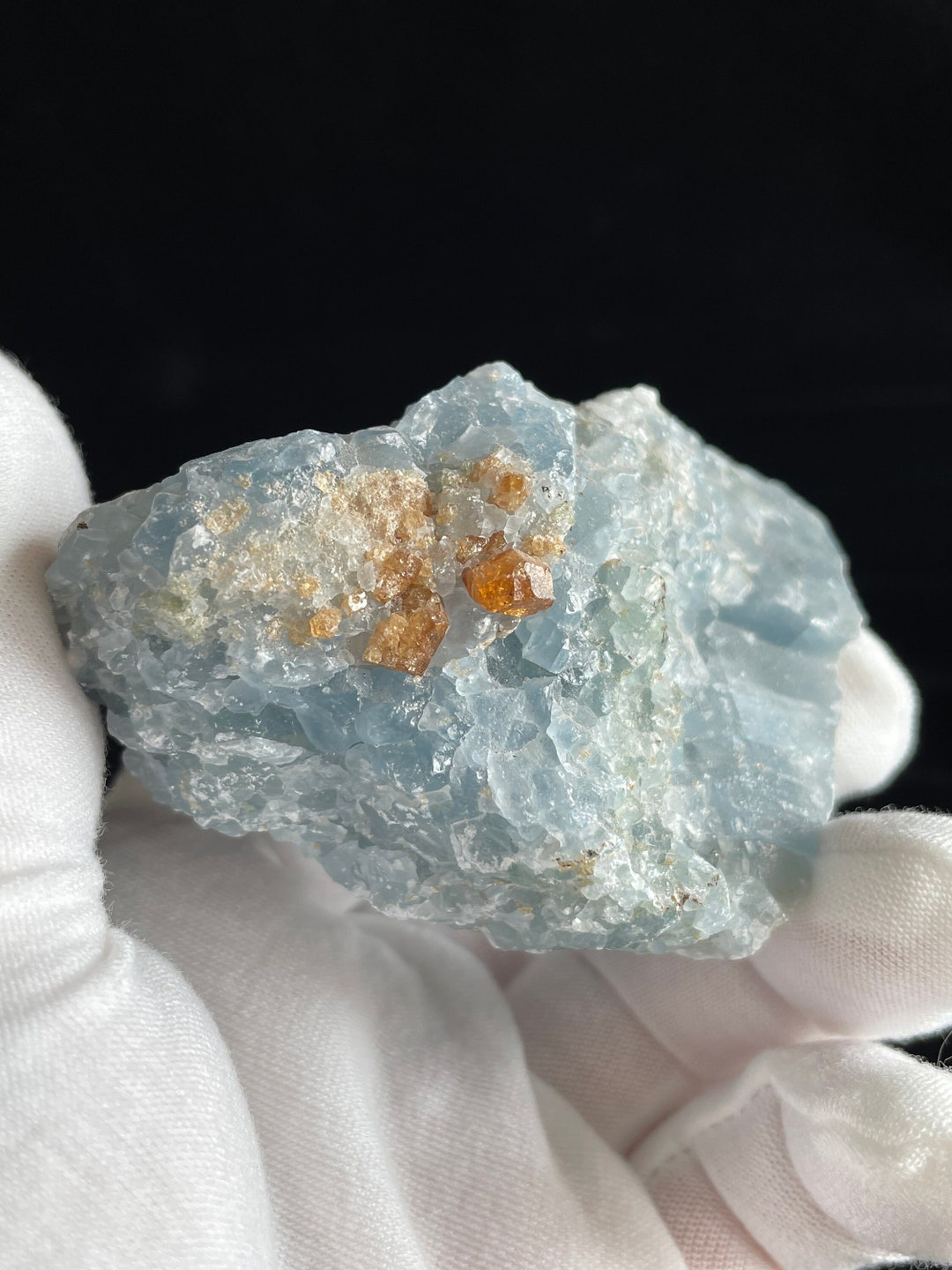 Grossular Garnet on Blue Marble - Crystal Cluster - Pakistan - Etsy