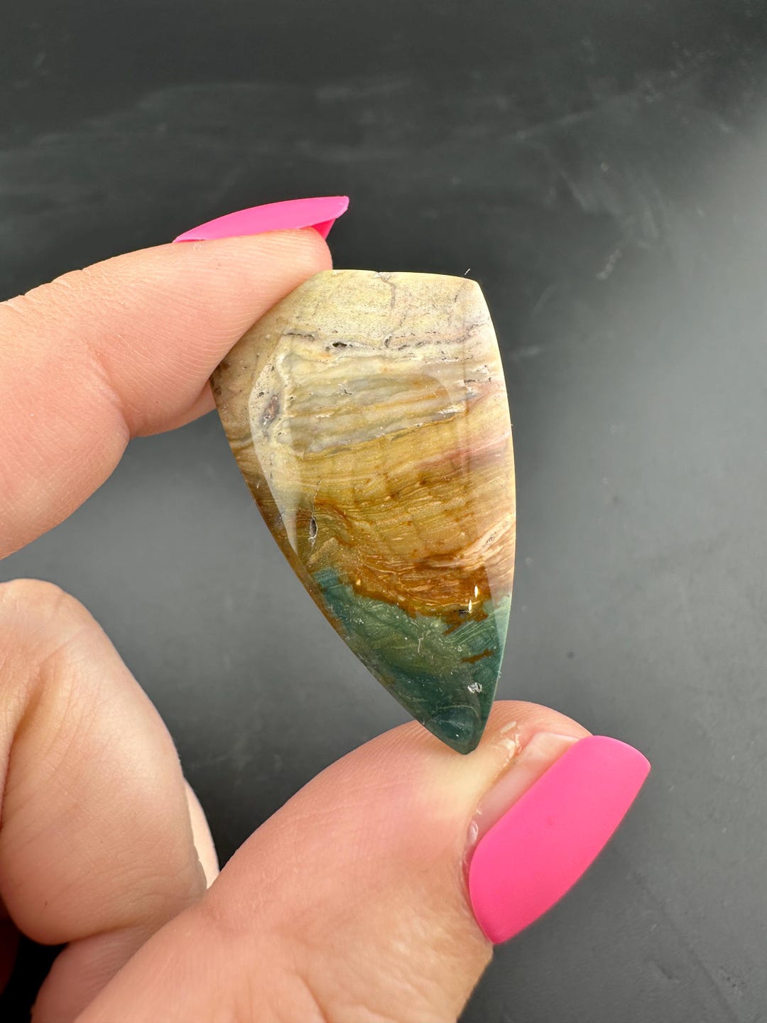 Gary Green Jasper - Larsonite - Shield Cabochon - Mcdermitt, Oregon - Etsy
