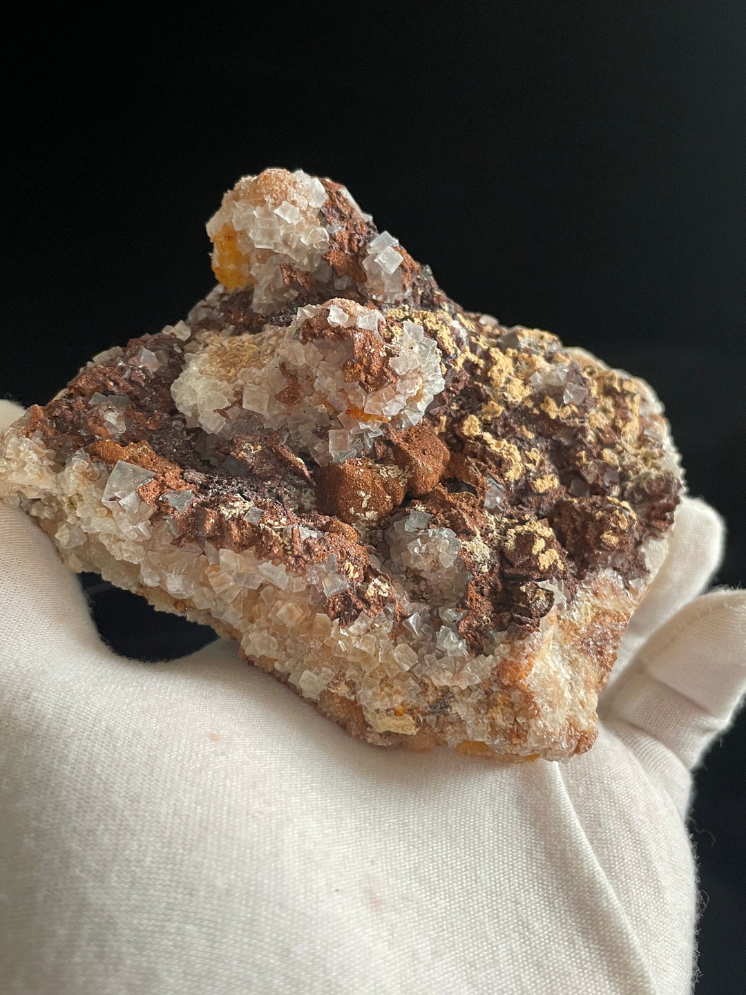 Limonite? Epimorph/ Pseudomorph on Fluorite and Barite and Modified ...