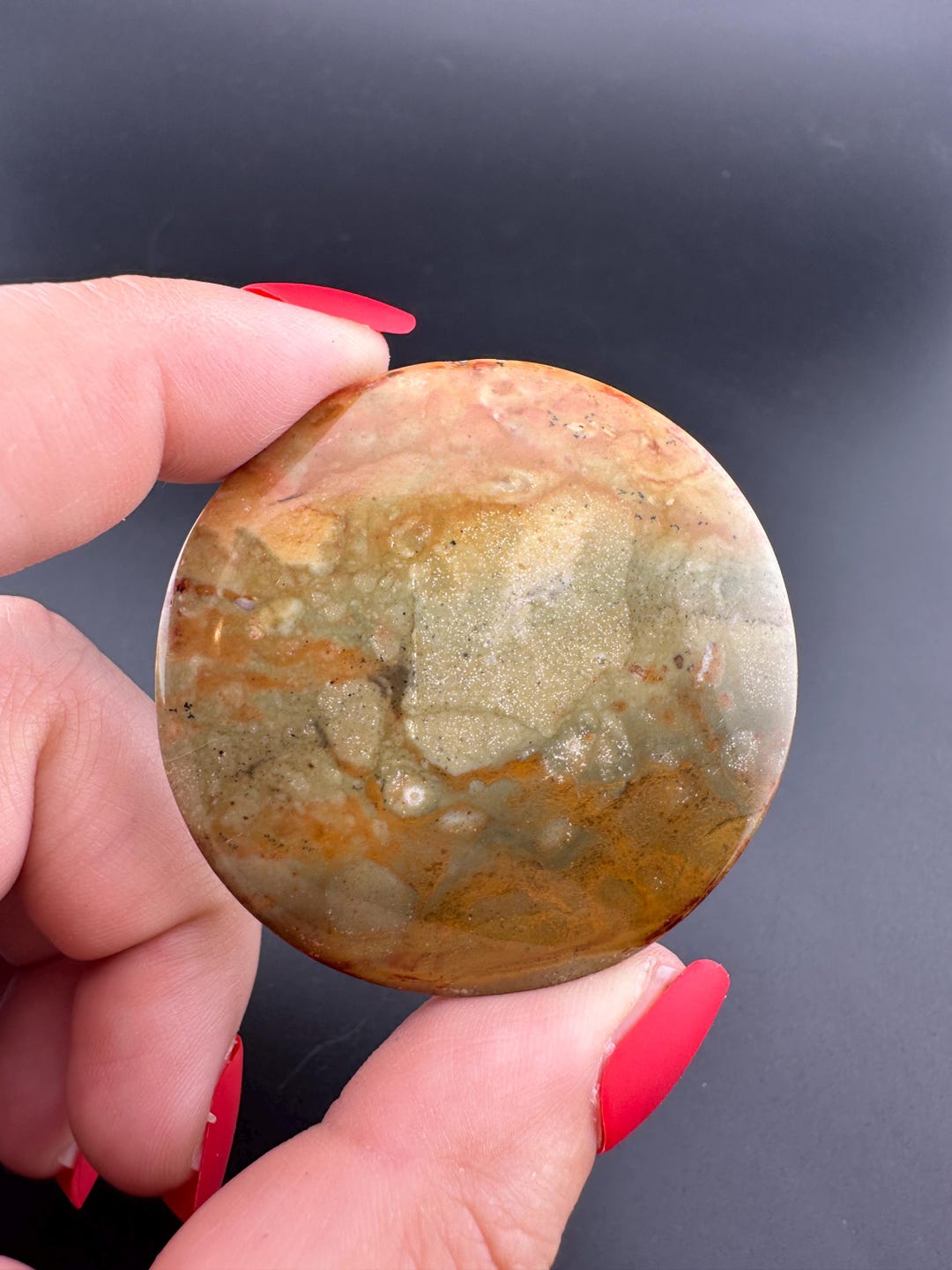 Rocky Butte Picture Jasper - Round Shaped Cabochon - Owyhee Mountains ...