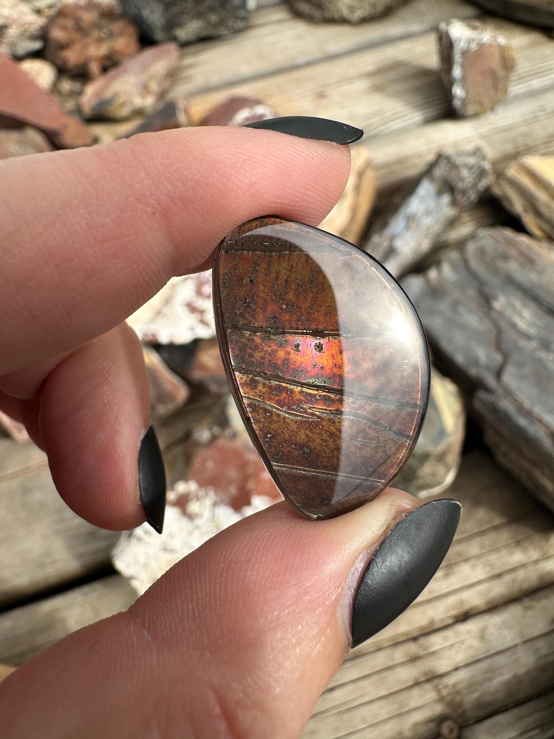 ULTRA RARE - Flashy Fire Obsidian Double Sided Freeform Polished ...