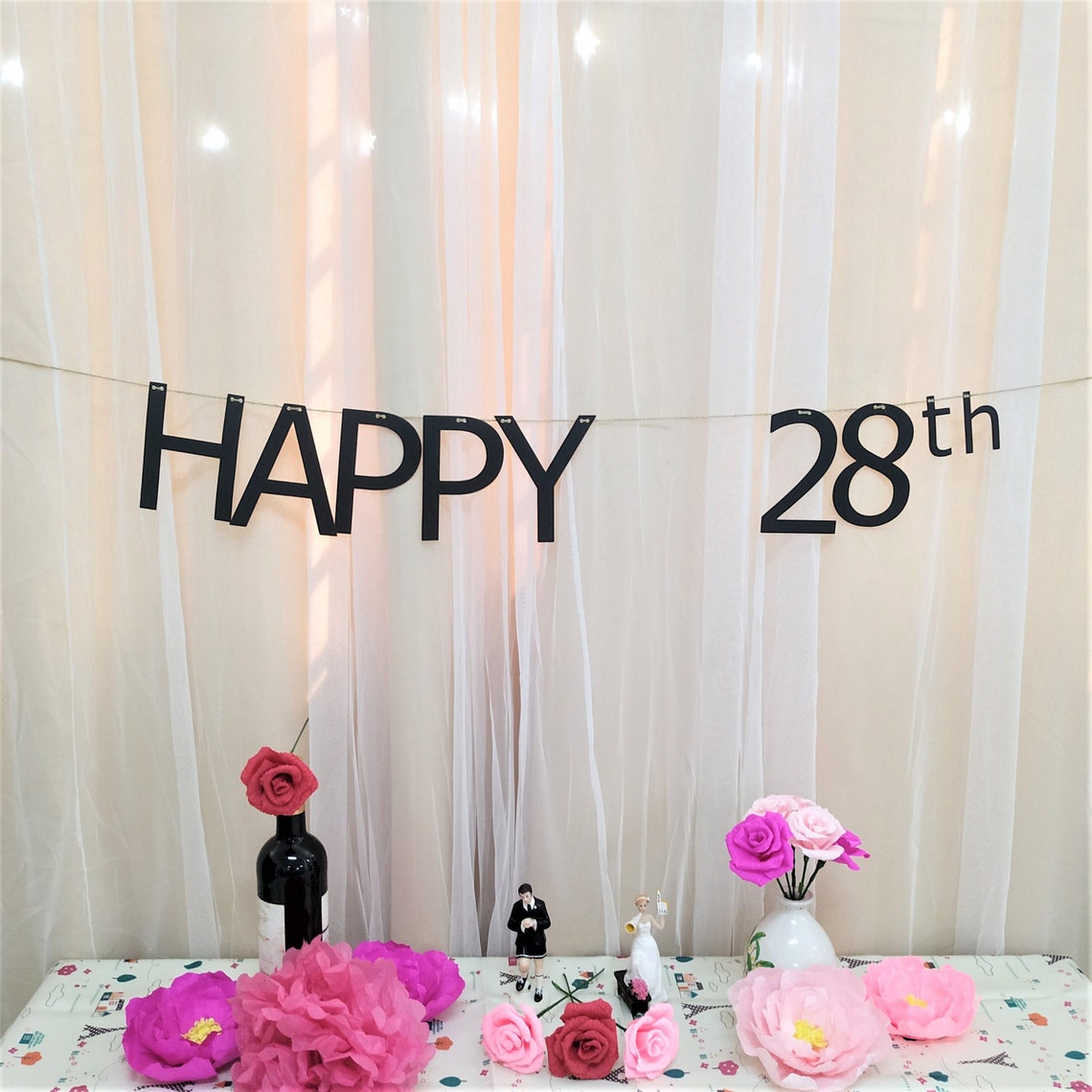 HAPPY 28th Banner 28th Birthday Banner 28th Birthday Sign | Etsy