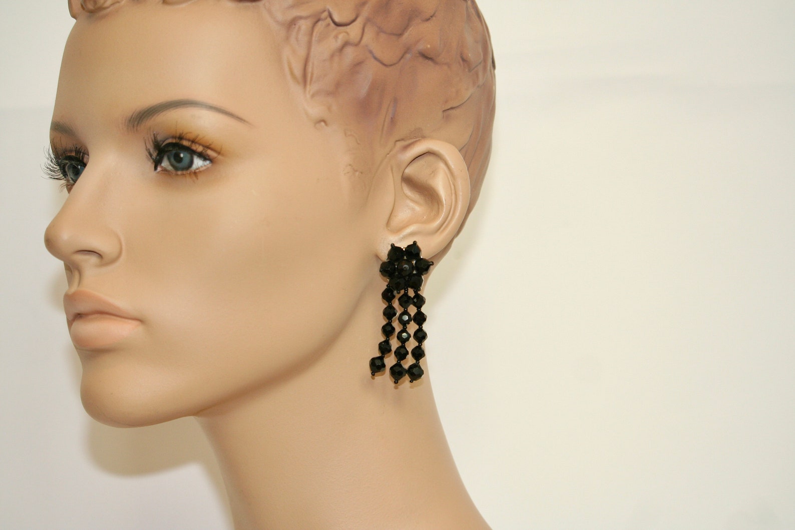 Black Dangle Earrings Vintage Black Crystal Earrings Retro Black Statement Earrings Drop ...