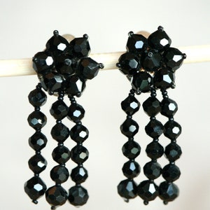 Black Dangle Earrings Vintage Black Crystal Earrings Retro Black Statement Earrings Drop ...