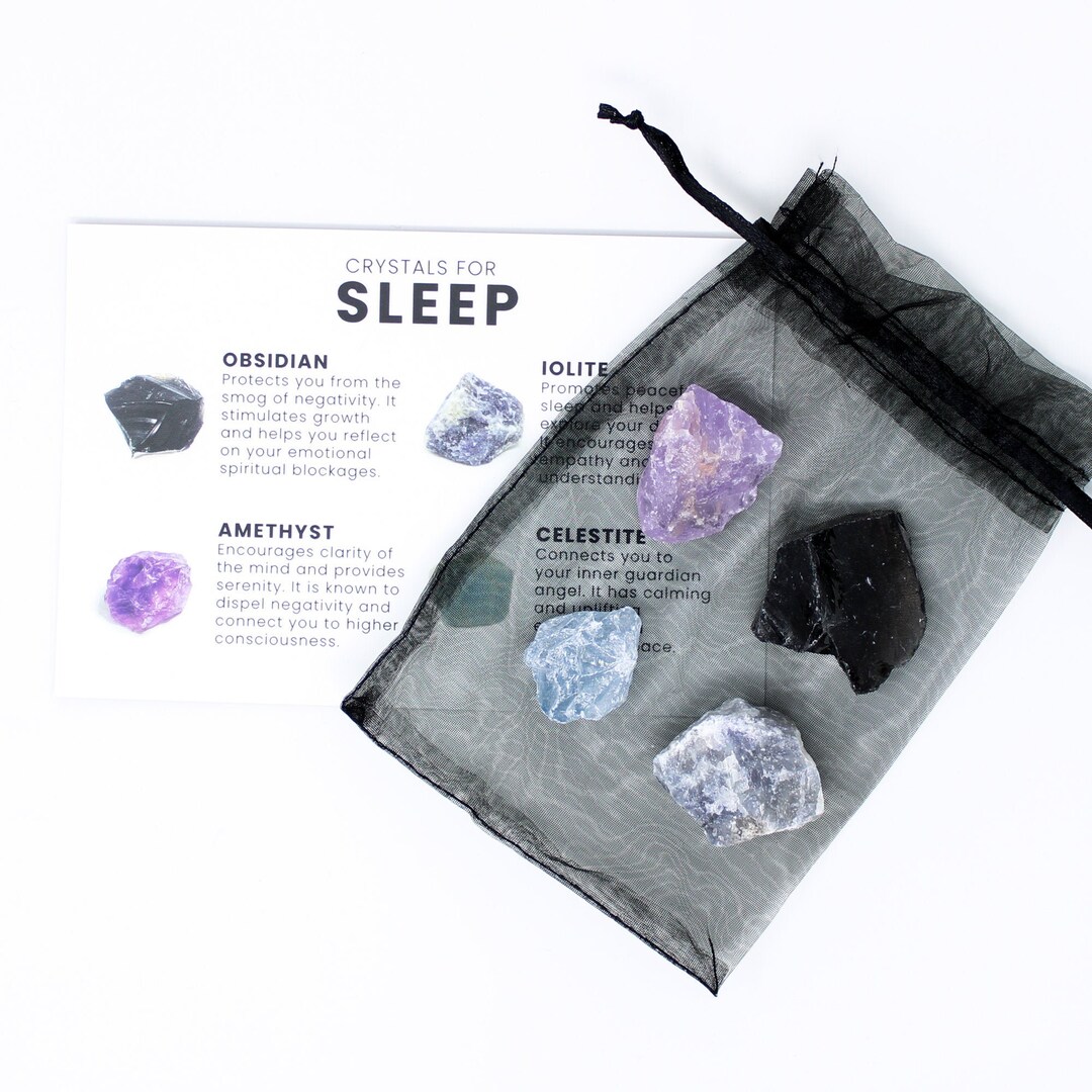 Crystals for Sleep | Raw Crystals + Crystal Description Card | Obsidian ...