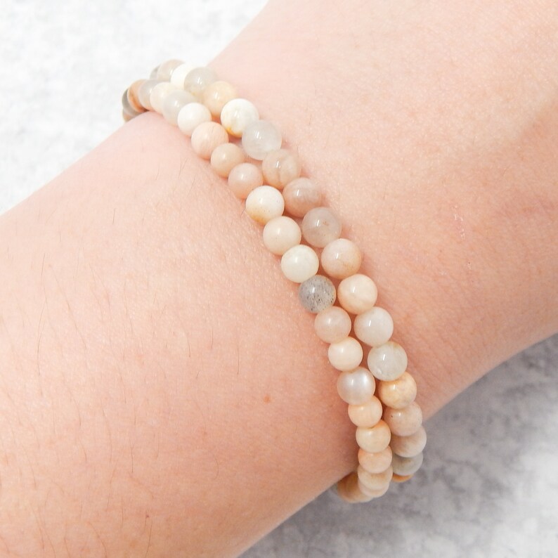 Sunstone Handmade Bracelet Natural Crystal Beads Minimalist | Etsy