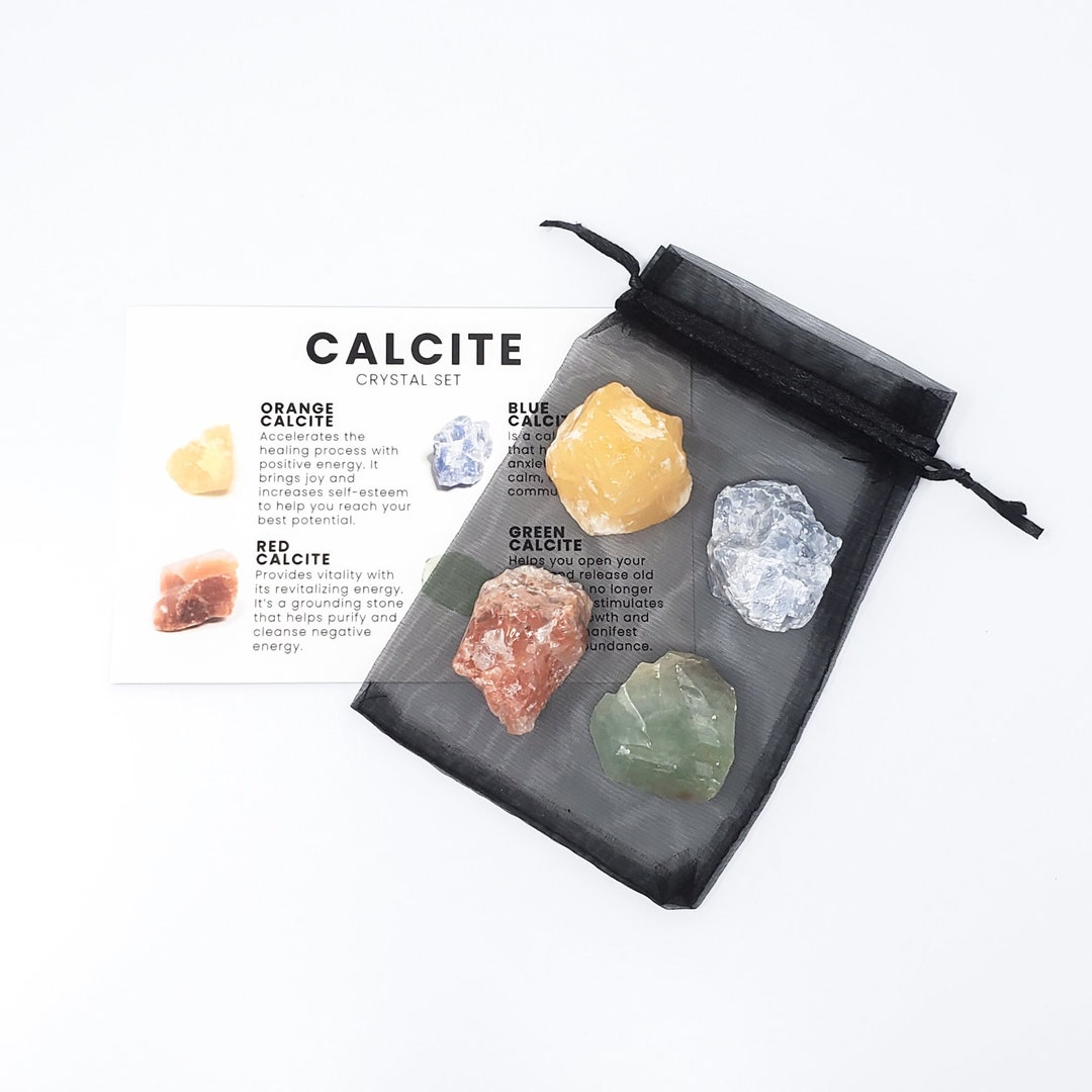 Calcite Crystal Healing Set | Raw Crystals + Crystal Description Card ...