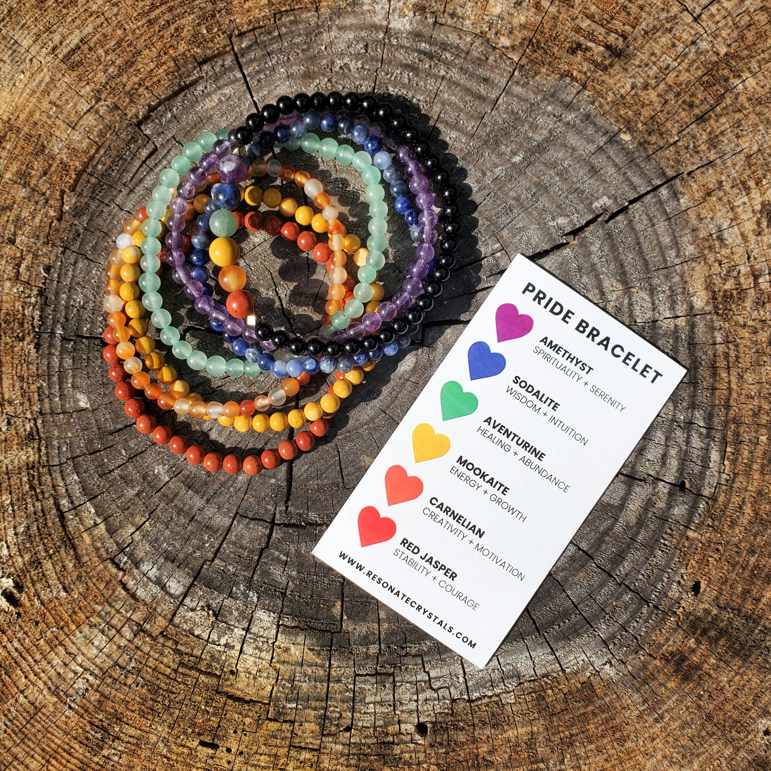 Rainbow Pride Black Onyx Handmade Crystal Bracelet LGBTQ, Natural ...