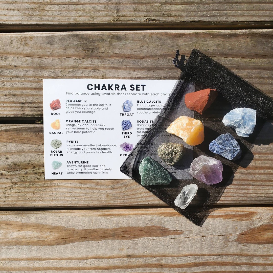7 Chakra Raw Crystal Set | Red Jasper + Orange Calcite + Pyrite ...