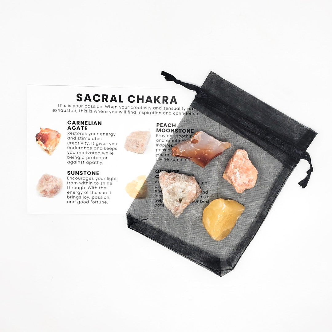 Sacral Chakra Raw Crystal Set | Raw Crystals + Crystal Description Card ...
