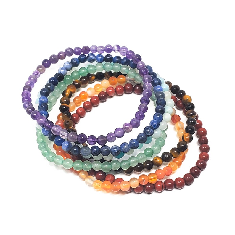 7 Chakra Handmade Bracelets | Complete Set | Natural Crystal Beads ...