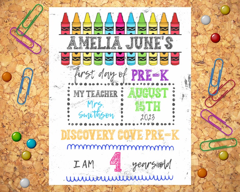 First & Last Day of School Marker Board Photo Prop, Reusable Printable ...