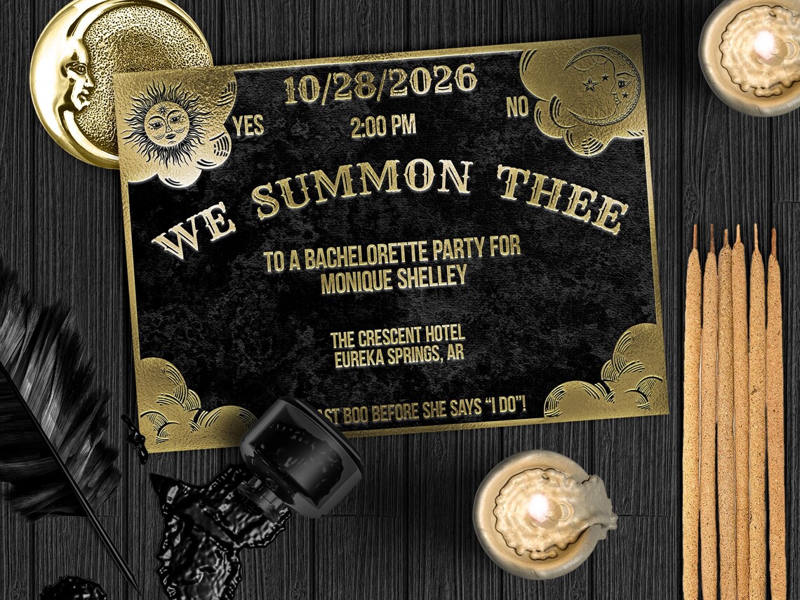 Ouija Board Faux Foil Invitation, Gothic Wedding Announcement, Fall ...