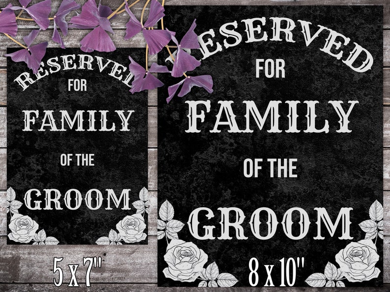Gothic Wedding Reserved Sign Vintage Printable Dark Wedding Table Sign ...