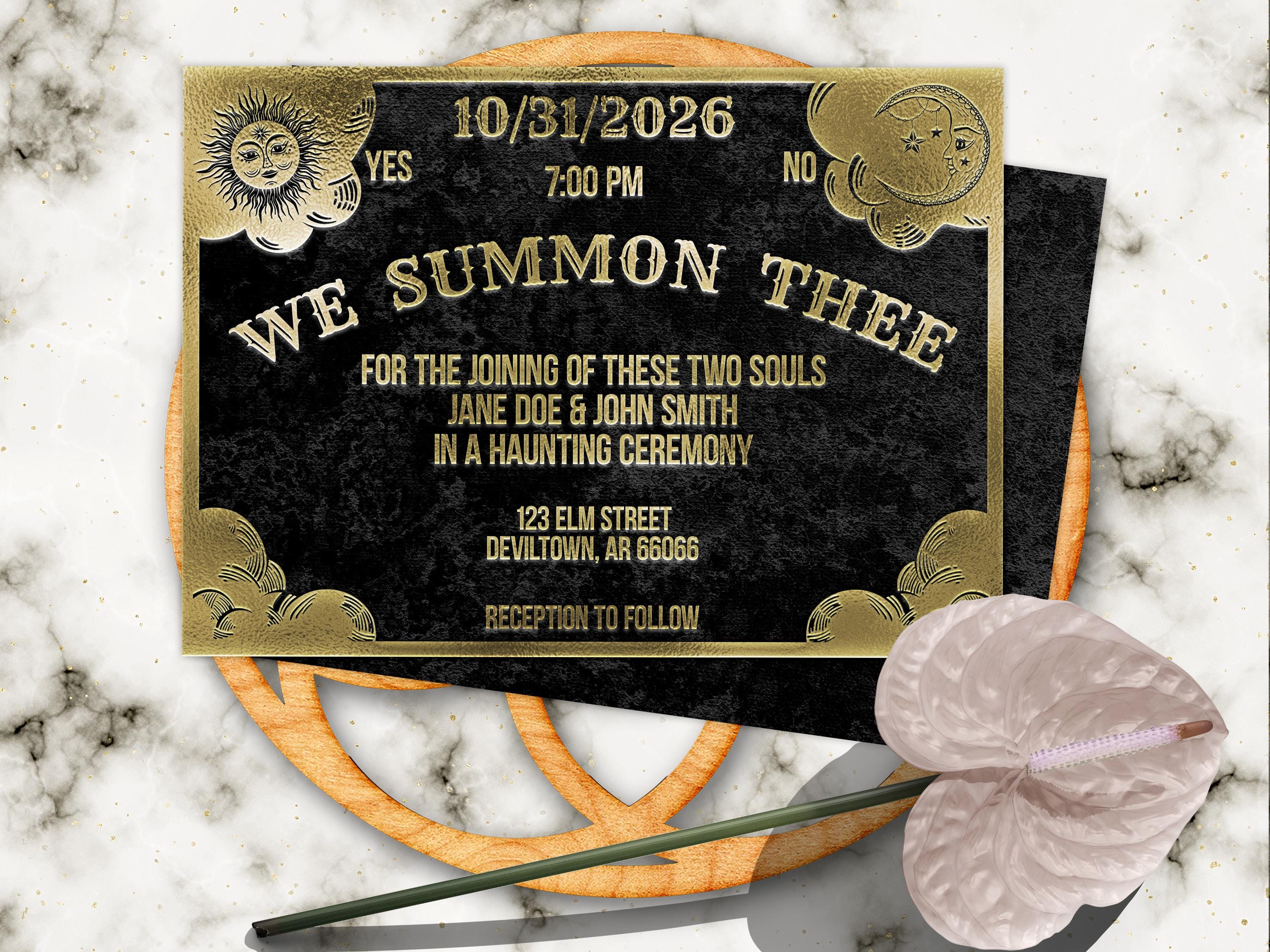 Ouija Board Faux Foil Invitation, Gothic Wedding Announcement, Fall ...