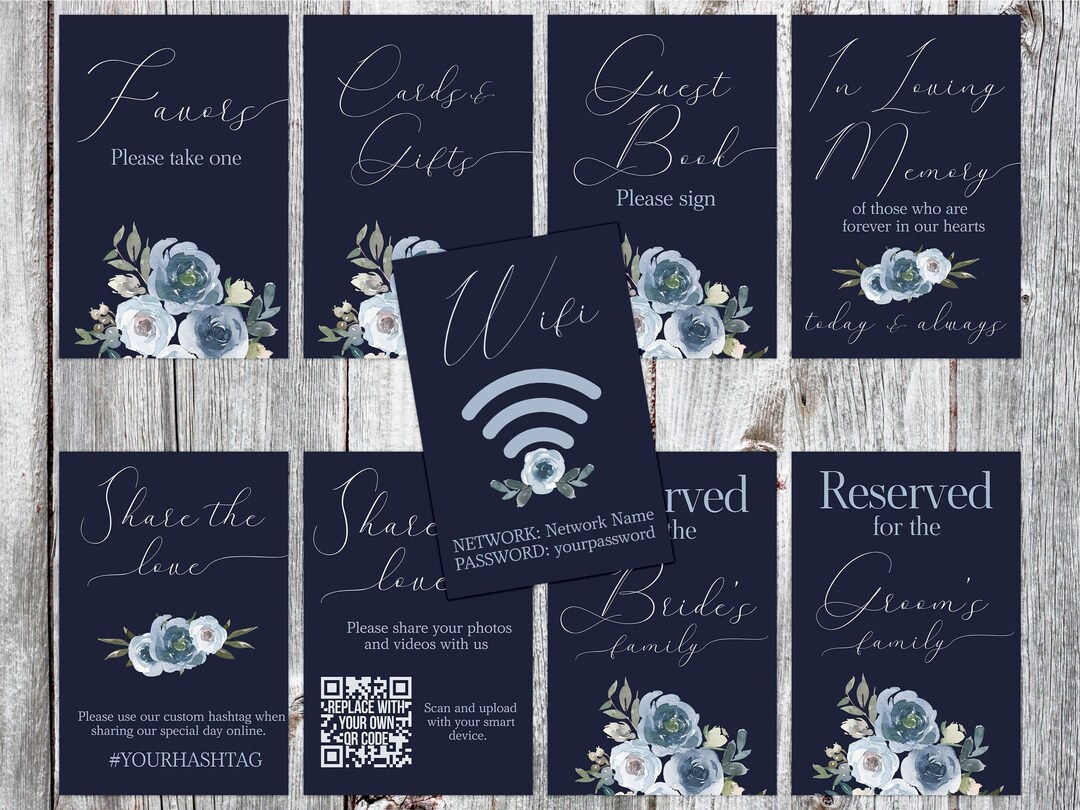 Modern Wedding Table Signs, Printable Reception Sign, Editable Favor ...