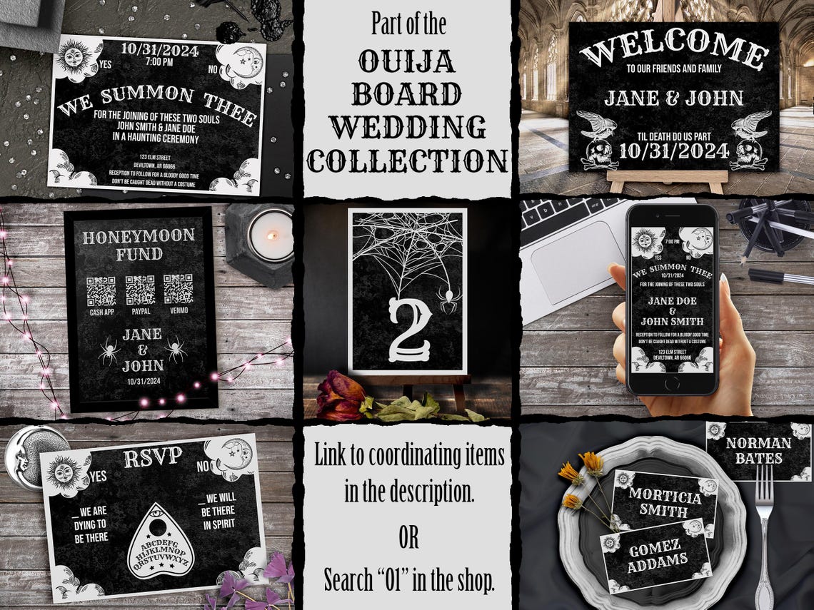 Ouija Board Faux Foil Invitation, Gothic Wedding Announcement, Fall ...