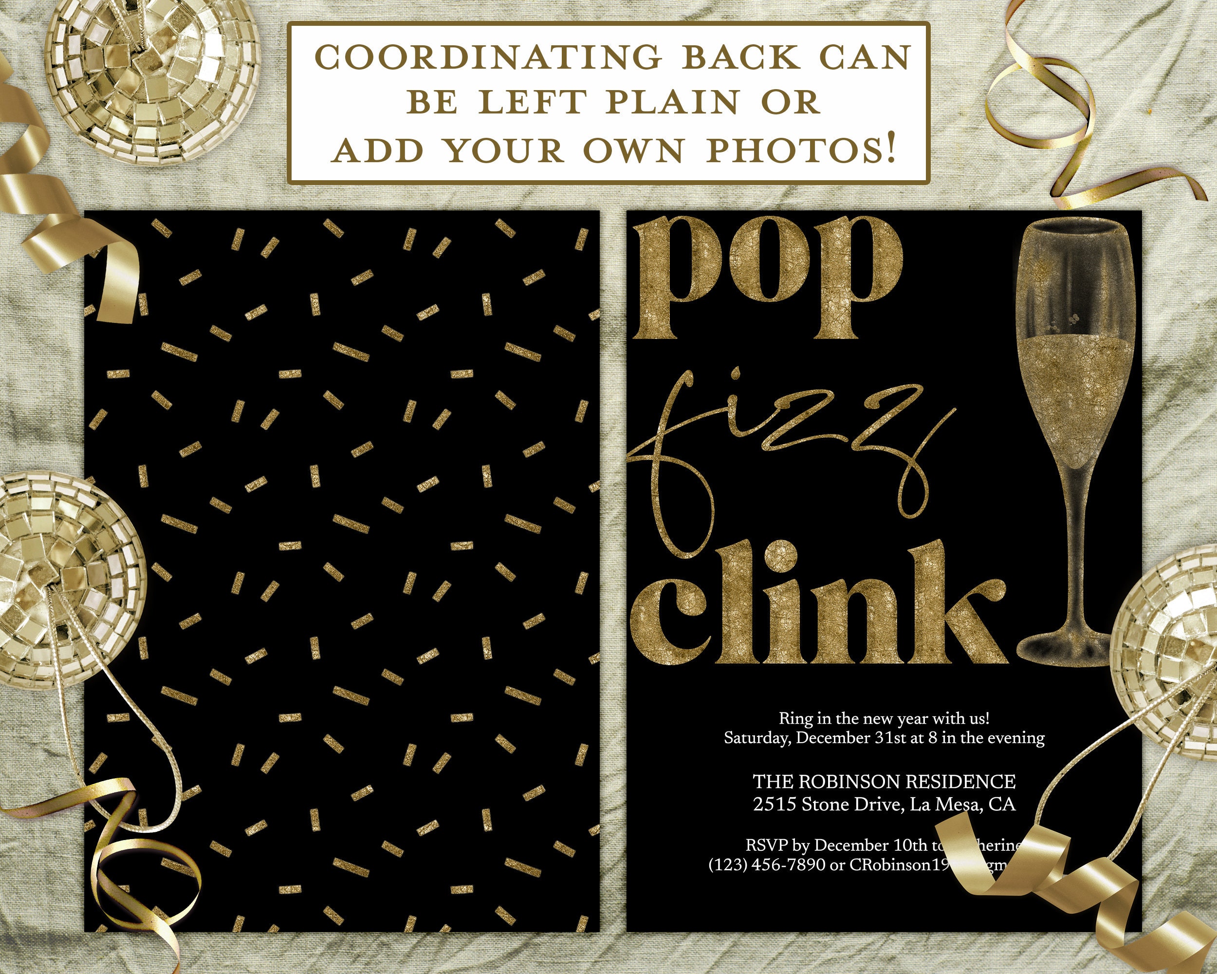 New Year's Eve Party Printable Invitation Template Editable NYE Mobile ...
