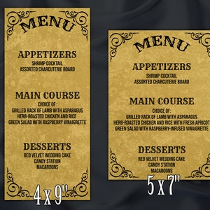 Printable Gothic Wedding Menu Template Editable Vintage Wedding ...