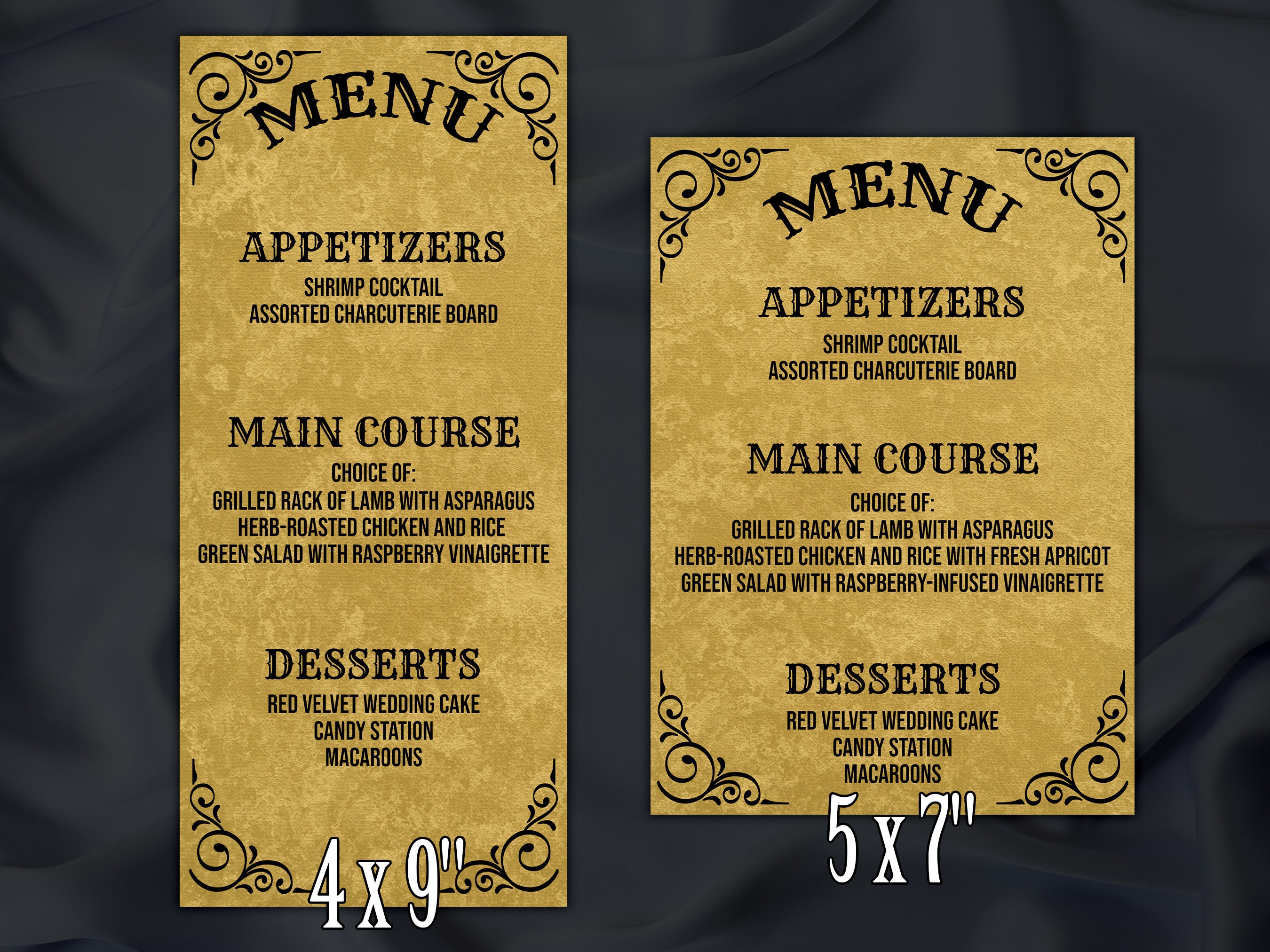 Printable Gothic Wedding Menu Template Editable Vintage Wedding ...