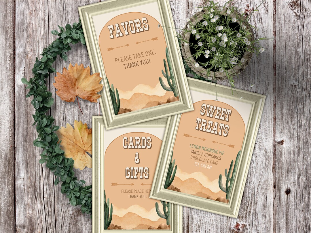 Boho Cactus Table Sign Templates: Southwestern Fiesta Decor, DIY ...