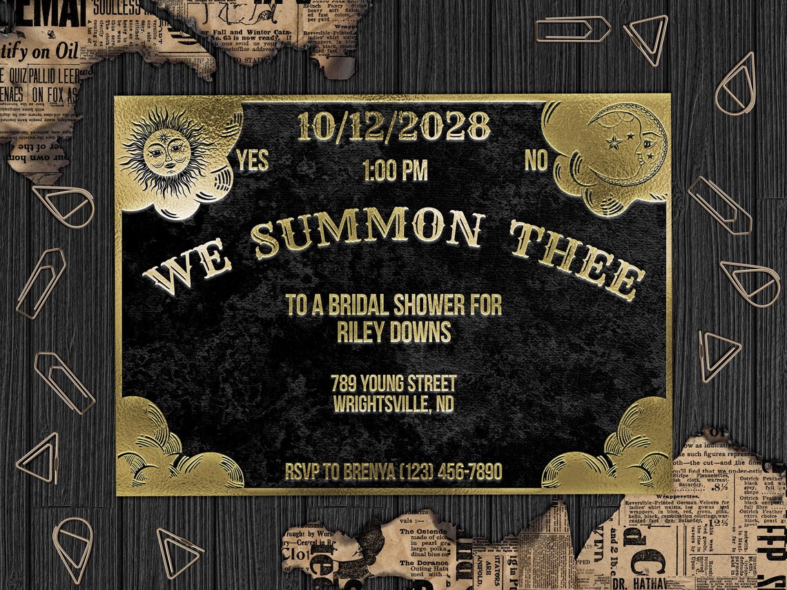 Ouija Board Faux Foil Invitation, Gothic Wedding Announcement, Fall ...
