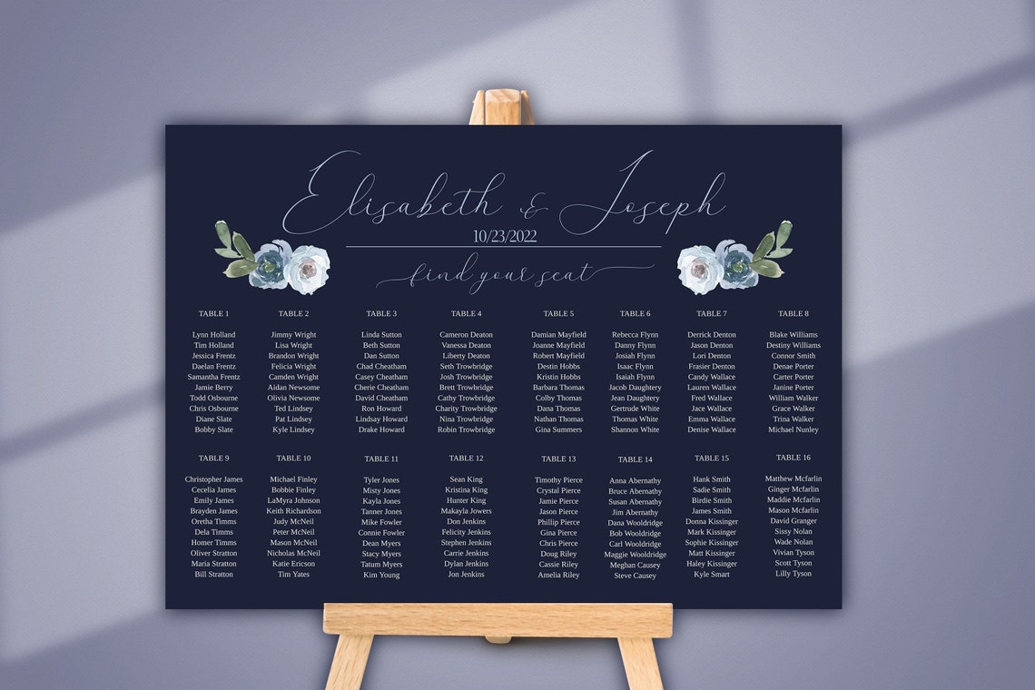 Printable Wedding Seating Chart, Modern Seating Sign, Wedding Seating ...