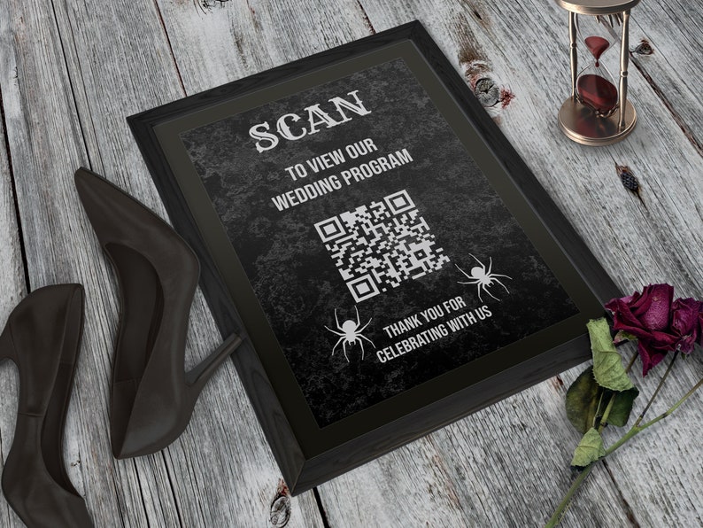 Vintage Wedding QR Code Sign Printable Gothic Wedding Honeymoon Fund ...
