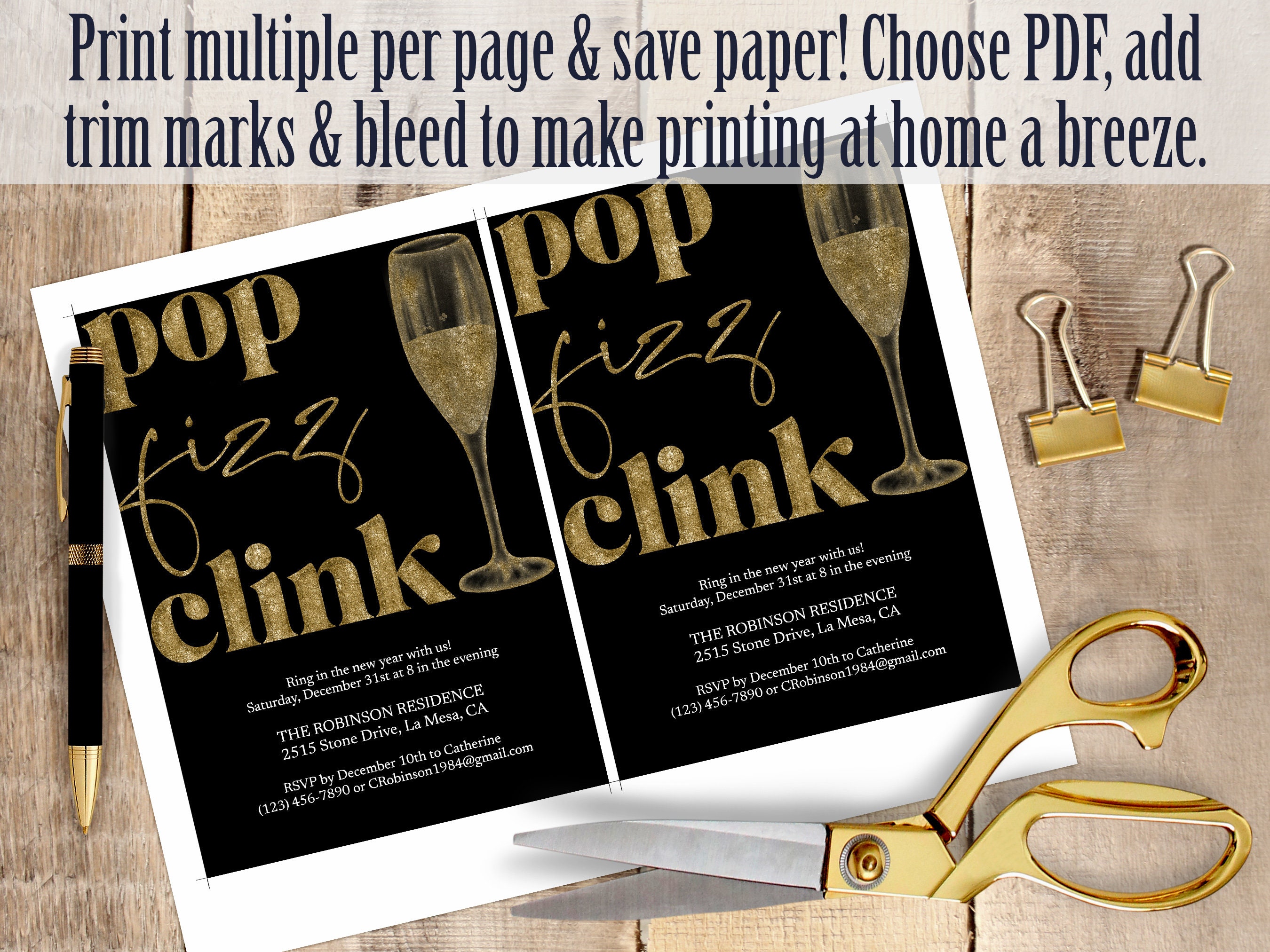 New Year's Eve Party Printable Invitation Template Editable NYE Mobile ...
