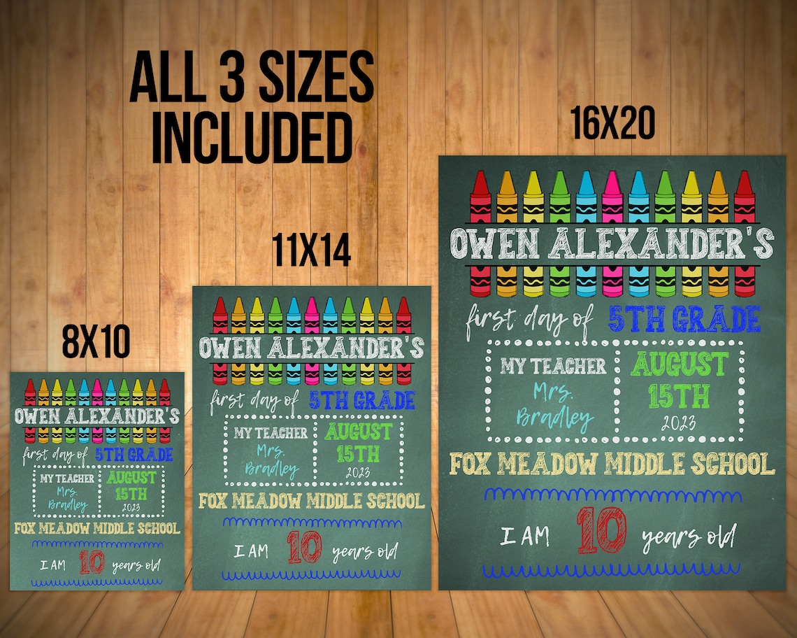 First & Last Day of School Chalkboard Photo Prop Reusable Printable End ...