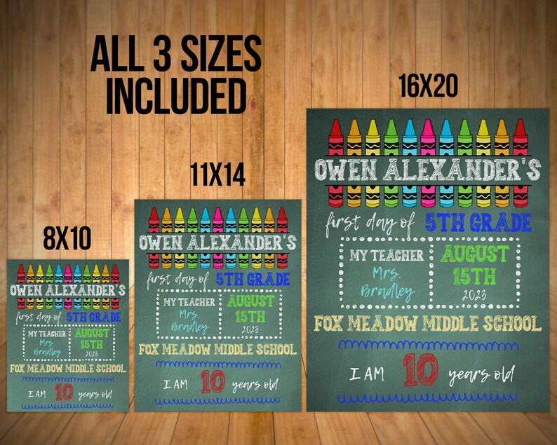 First & Last Day of School Chalkboard Photo Prop Reusable Printable End ...