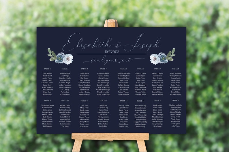 Printable Wedding Seating Chart, Modern Seating Sign, Wedding Seating ...