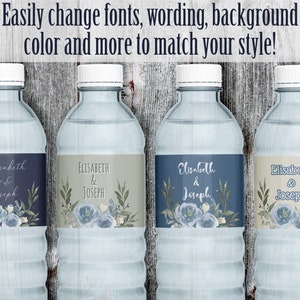 Modern Wedding Water Bottle Labels, Printable Custom Bottle Label ...