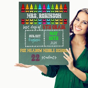 First & Last Day of School Chalkboard Photo Prop Reusable Printable End ...