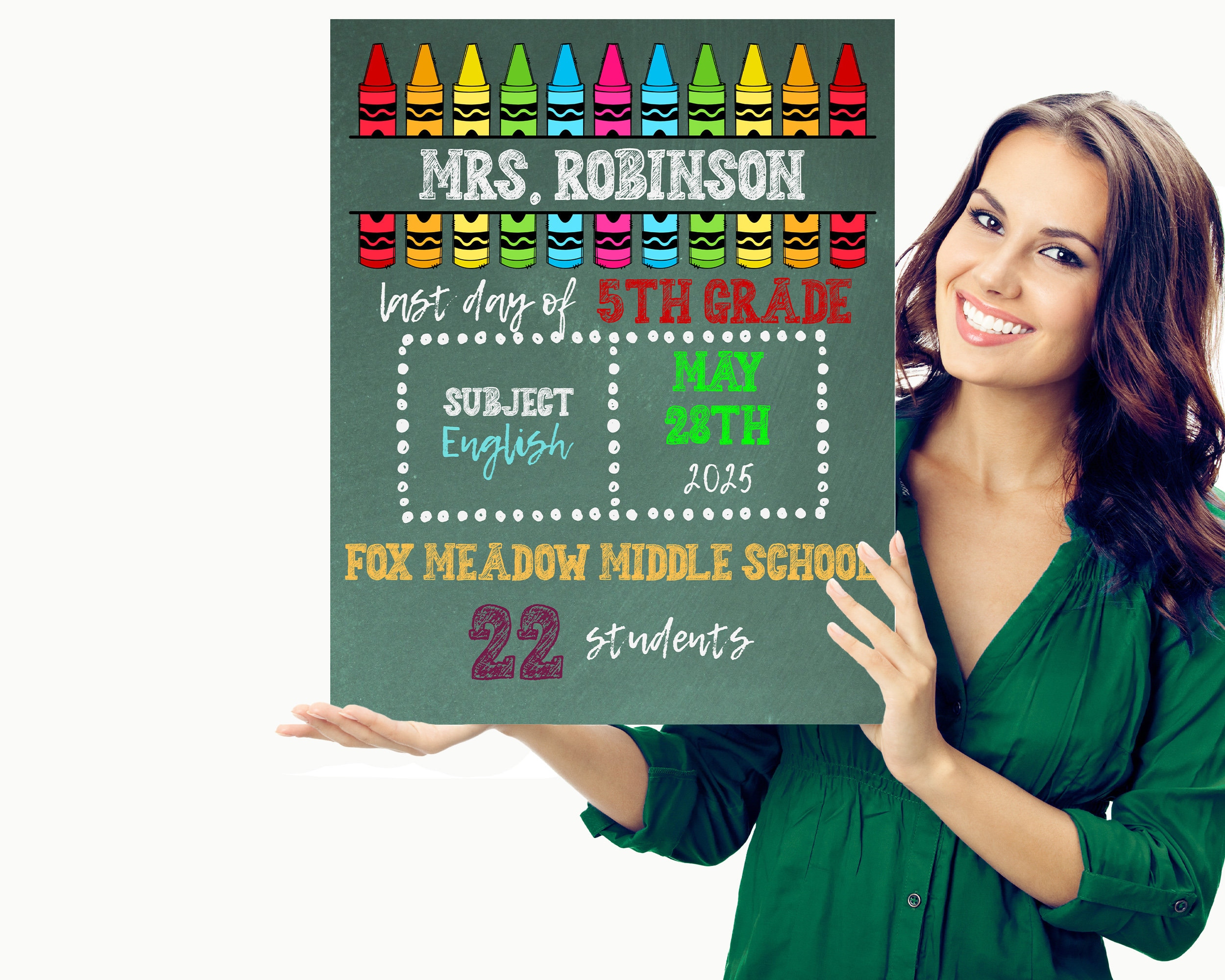 First & Last Day of School Chalkboard Photo Prop Reusable Printable End ...