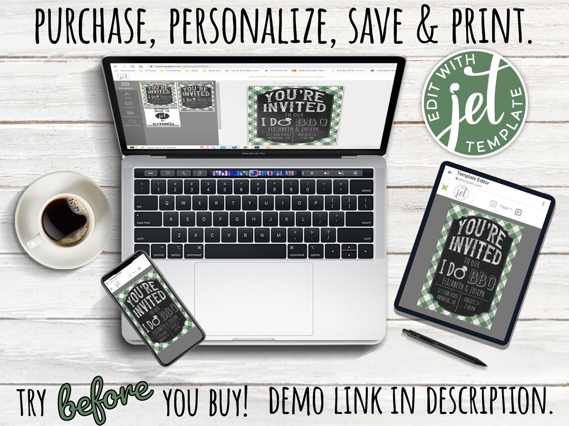 BBQ Party Food Table Sign, Printable Buffet Sign Set, Wedding Shower ...