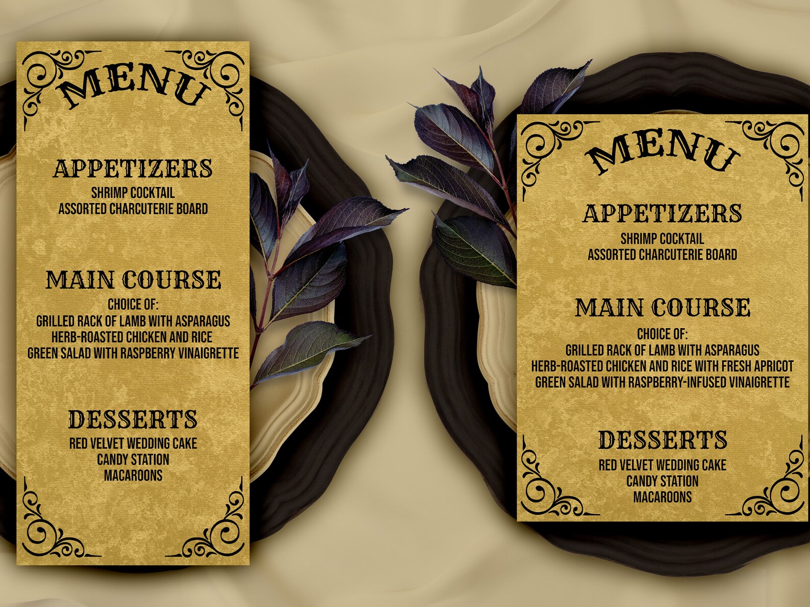Printable Gothic Wedding Menu Template Editable Vintage Wedding ...