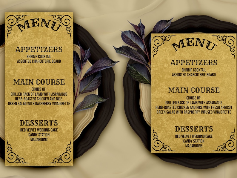 Printable Gothic Wedding Menu Template Editable Vintage Wedding ...