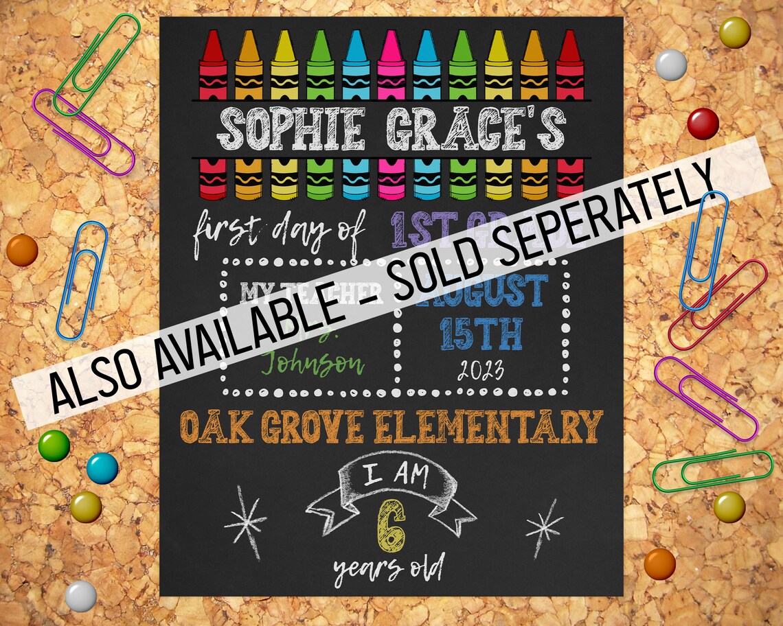 First & Last Day of School Chalkboard Photo Prop Reusable Printable End ...