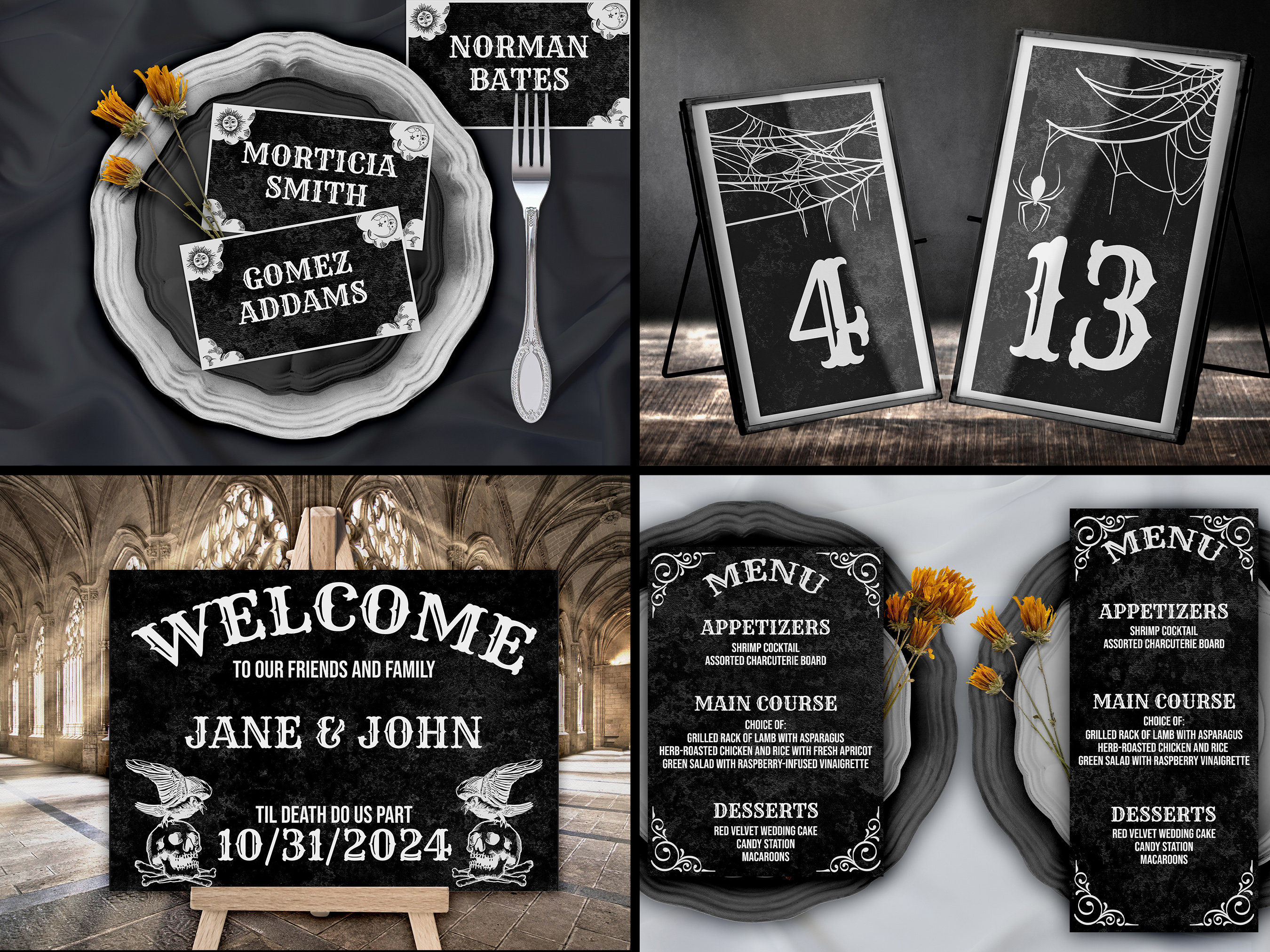 Printable Gothic Wedding Suite Witchy Dark Wedding Invitation Spooky ...