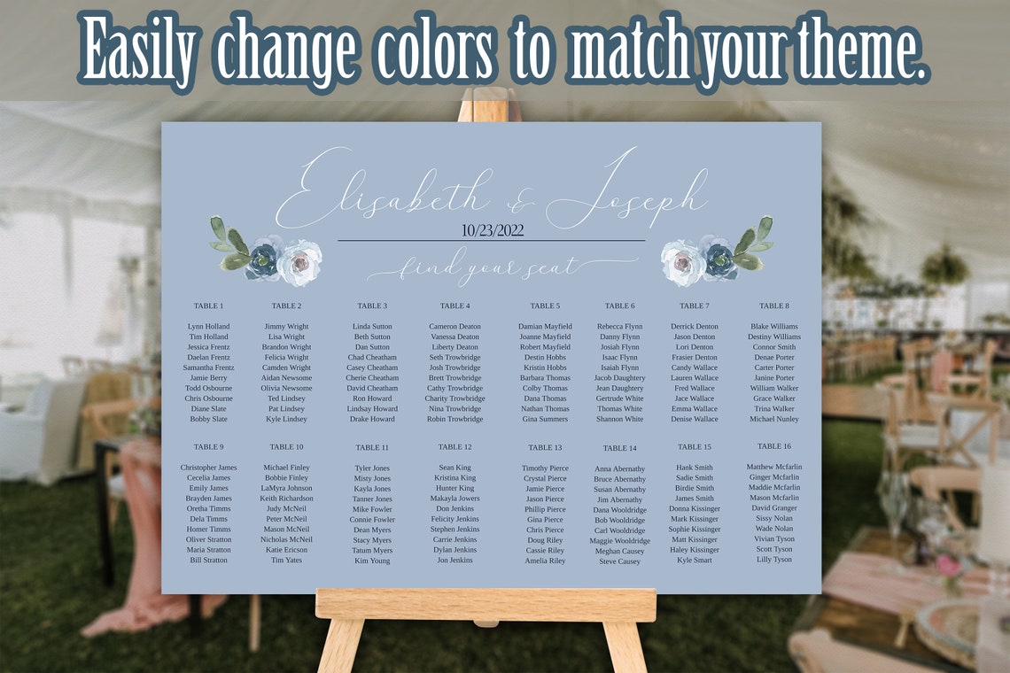 Printable Wedding Seating Chart, Modern Seating Sign, Wedding Seating ...