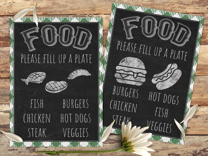 BBQ Party Food Table Sign, Printable Buffet Sign Set, Wedding Shower ...