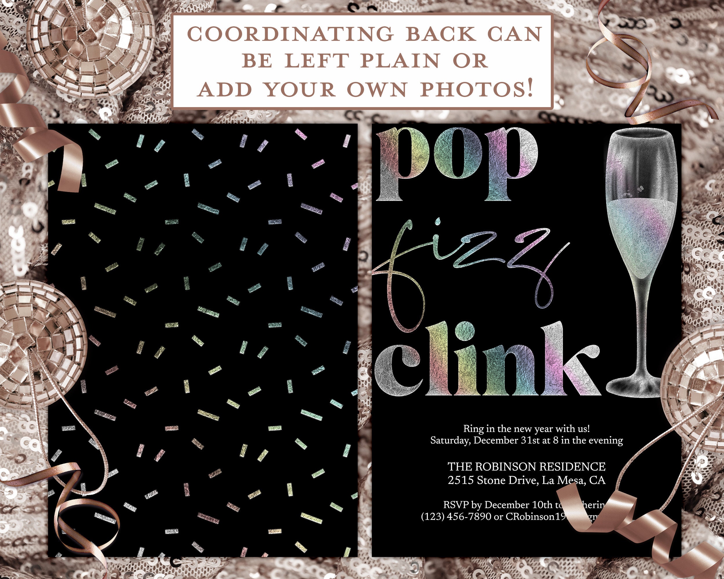 New Year's Eve Party Printable Invitation Template Editable NYE Mobile ...