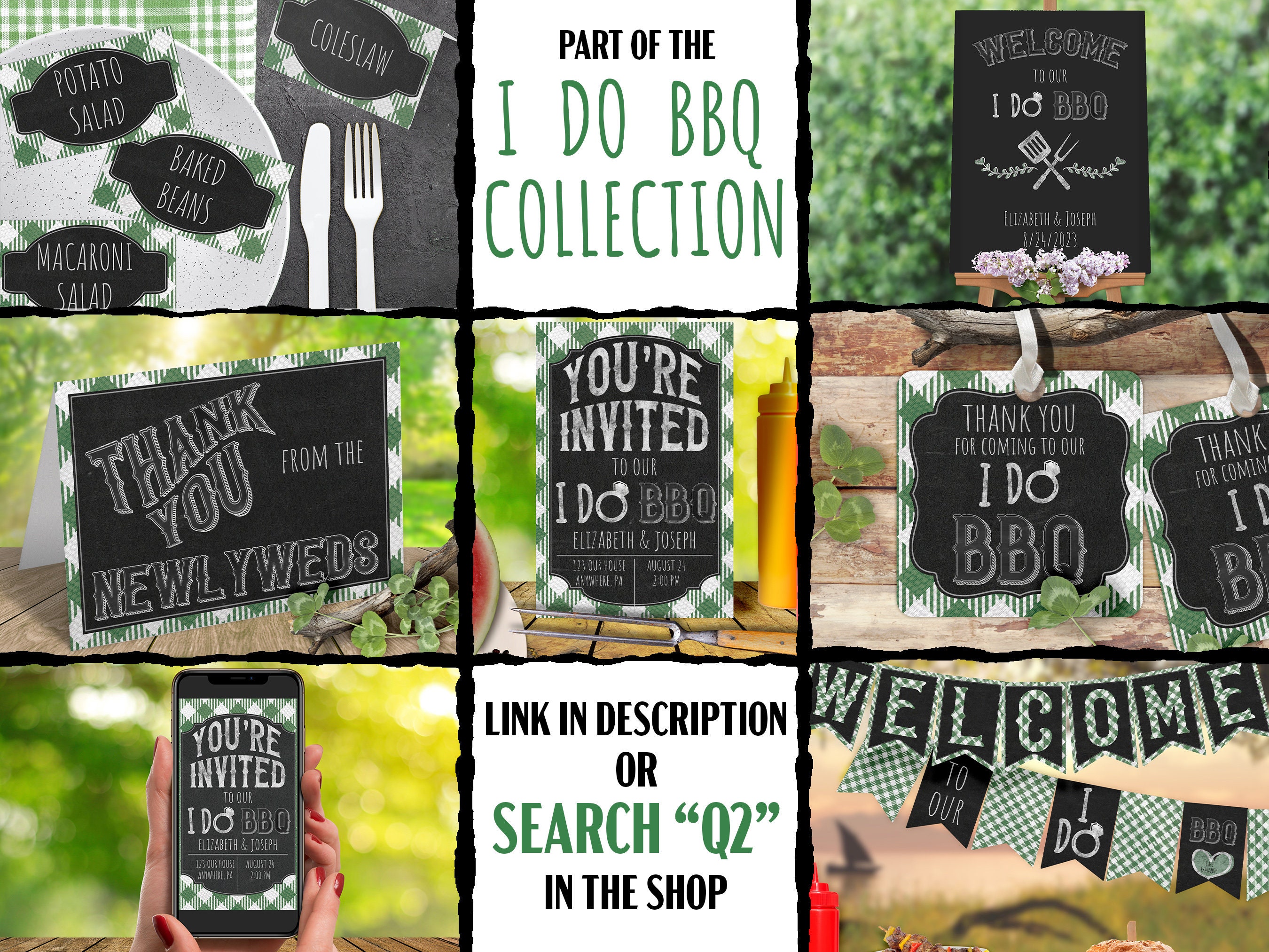 BBQ Party Food Table Sign, Printable Buffet Sign Set, Wedding Shower ...