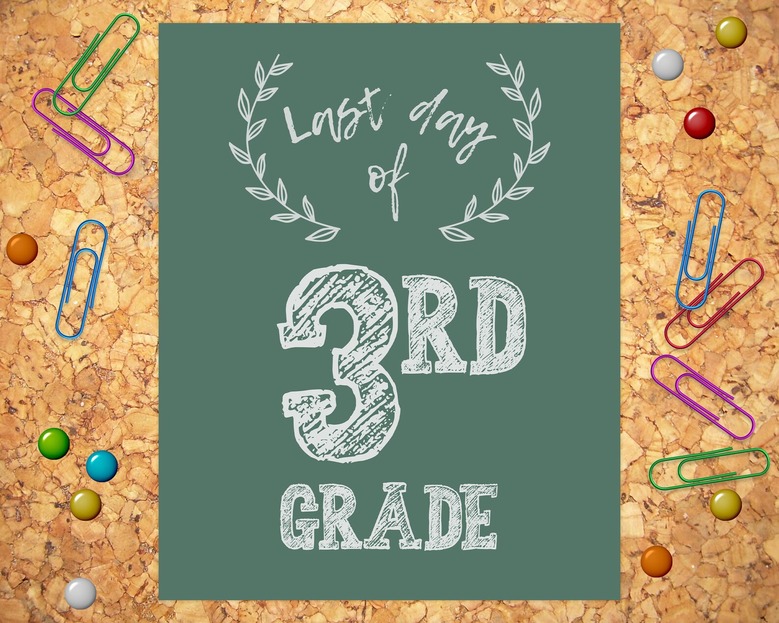 Last Day of School Chalkboard Photo Prop Printable Sign, Reusable Chalk ...